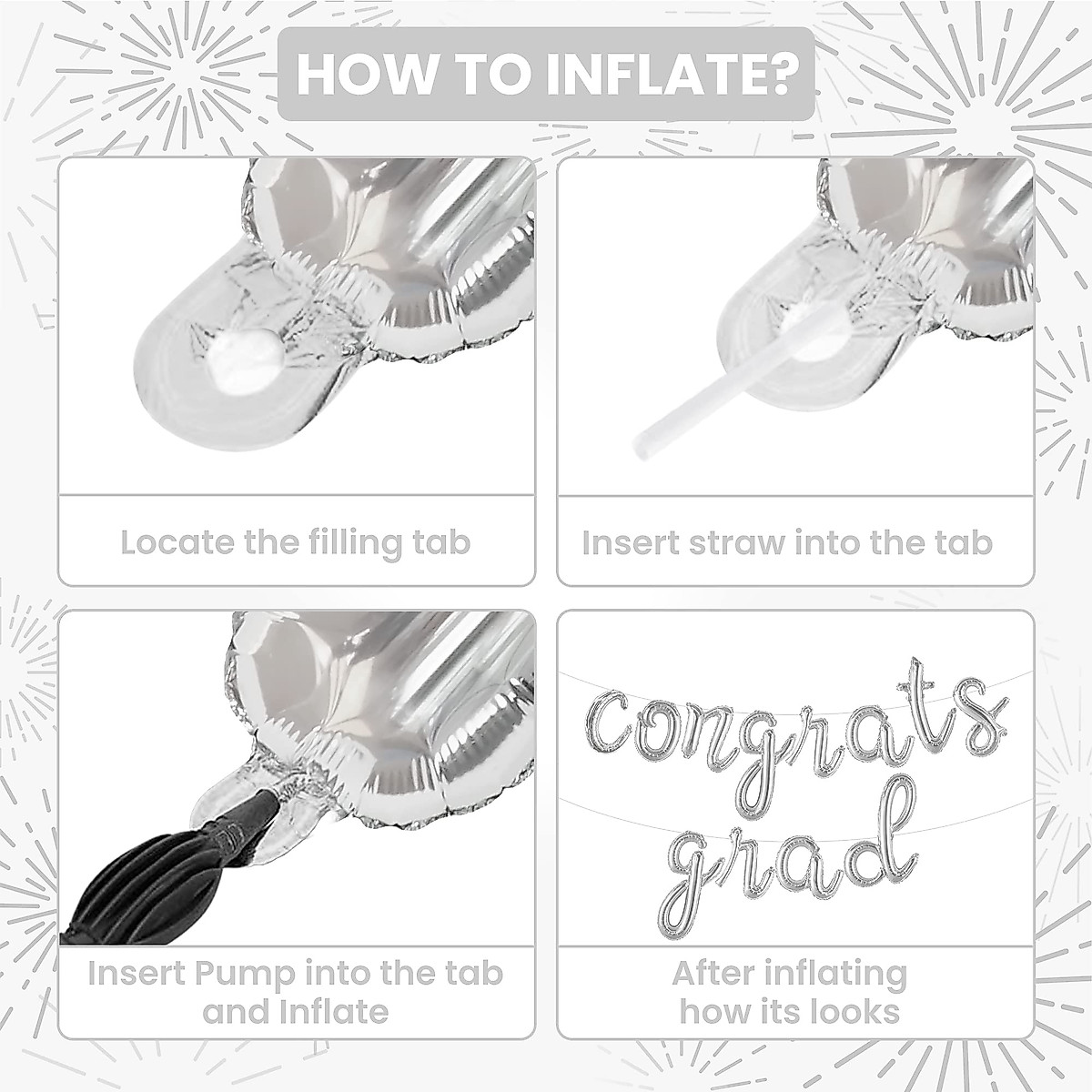 KatchOn, Silver Congrats Grad Balloons - Script, 16 Inch | Congratulations Balloons for Graduation Decorations Class of 2024 | 2024 Graduation Balloons, Graduation Balloons Class of 2024 Decorations