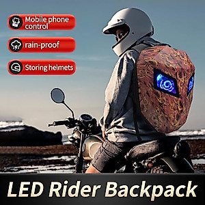Taysem LED Backpack with Eyes Led - LED Motorcycle Backpacks for Men Backpack with Digital Moving Eyes (E)