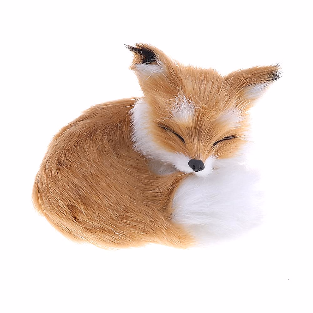 GUDVES Simulation Brown Fox Toy Furs Squatting Fox Model Home Decoration Animals World with Static Action Figures (Fox Toy)