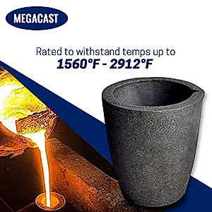 #3 6KG MegaCast™, Foundry Clay Graphite Crucibles Black Cup Furnace Torch Melting Casting Refining Gold Silver Copper Brass Aluminum