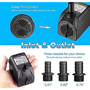 LYQILY 400GPH Ultra Quiet 1500L/H 25W Submersible Water Pump with 6.6ft High Lift for Fountains, Hydroponics, Ponds, Aquariums, Fish Tank