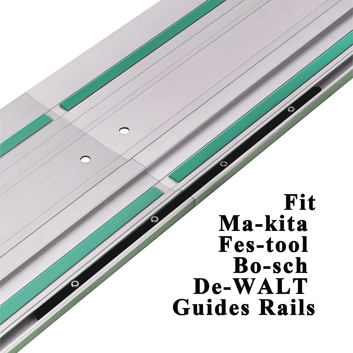 Guide Rail Connector Set P-20177 for Makita Track Saw Long Cuts， Also Compatible with Festool, Fit for DeWalt in Integrated Guide Rail T-Slots for Secure Cutting, 4 PCS, Black