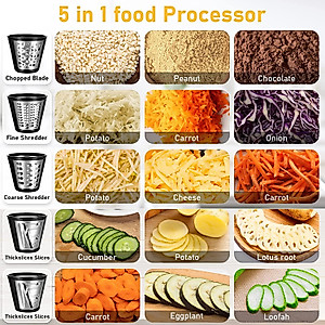 Homdox Electric Cheese Grater, Salad Maker, 250W with 5 Stainless Steel Attachments