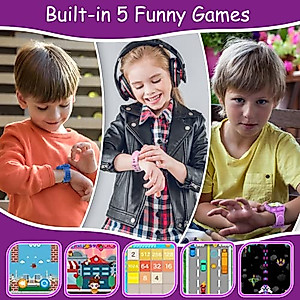 ASIUR Smart Watch for Kids, Toys for 3-8 Year Old Boys Girls Birthday Gifts Toddler Kids Watch,Touch Screen Game Children Digital Smartwatch with 8 GB SD Card (Purple)