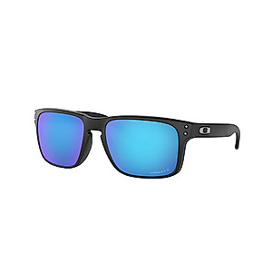 Oakley Men's OO9102 Holbrook Square Sunglasses, Matte Black/Prizm Sapphire Iridium Polarized, 57 mm