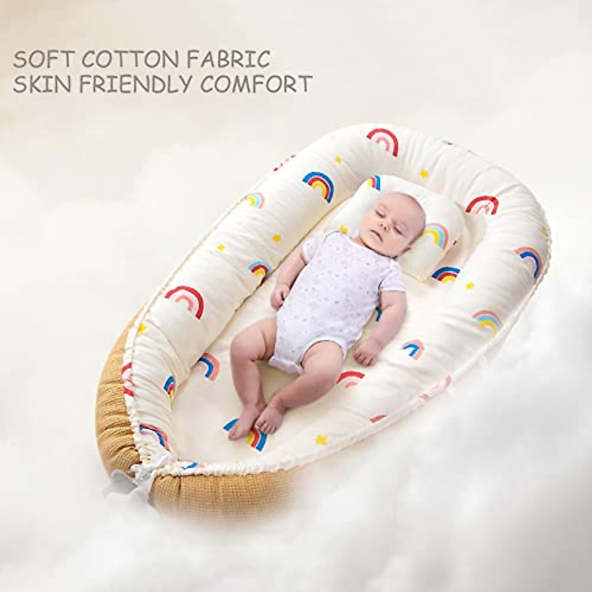 CUAIBB Baby Lounger for Newborn, Baby Pillow Lounger 0-24 Months, Baby Nest Sleeper Newborn Lounger, Breathable Sleeping Bed for Newborn Boys and Girls (A - Pink)