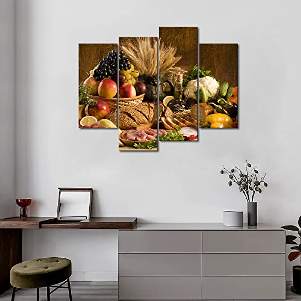First Wall Art Modern 4 Panels Canvas Fresh Fruit On The Table Kitchen Wall Art Painting The Picture Print On Canvas Food Pictures Colorful