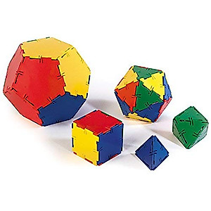 Polydron Kids Platonic Solids Educational Construction Set - Multicolored - Children Geometry 3D Shapes Building Kit - 4+ Years - 50 Piece Kit