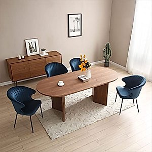KEVINSPACE Modern Oval Dining Table, 78 Inch Wood Kitchen Table with Double Pedestal Base, Rustic Farmhouse Walnut Home Desk for Living Room, Dining Room