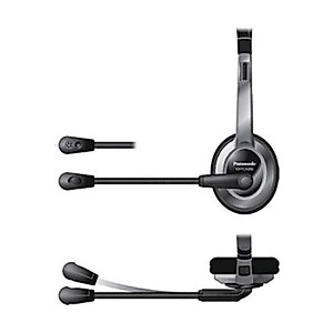 Panasonic Link2Cell Bluetooth Cordless Phone System - 5 Handsets - KX-TGF575S (Silver) & KX-TCA430 Comfort-Fit, Foldable Headset, Regular, Grey/Silver