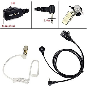 Retevis RT45 RA19 1 Pin Walkie Talkie Earpiece with PTT Mic, Compatible with Motorola T100 T107 T100TP T200TP T260 T260TP T280 T460C T465 T600 T605 T800 T5428 T6200 Two Way Radio (1 Pack)