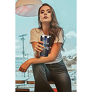 Boss Lady Mug Tumbler-Unique Christmas Birthday Gifts for Women Boss Female Mom Stainelss Steel Wine Tumbler with Staw and Lid Friend Gifts 20oz Glitter charcoal