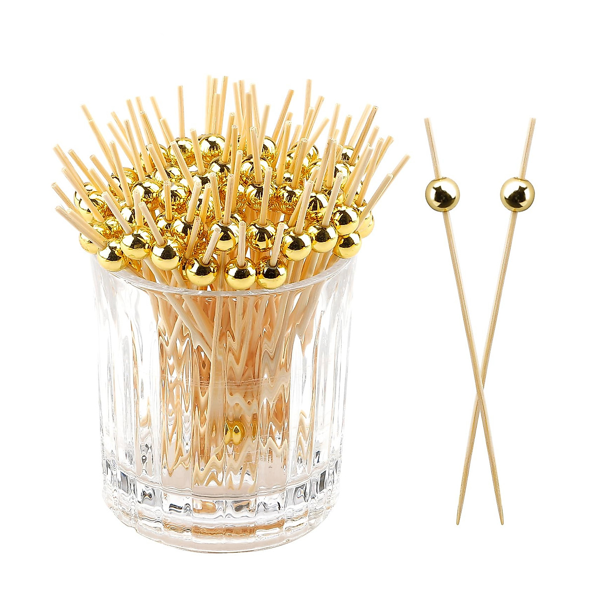120PCS Cocktail Picks Toothpicks for Appetizers Cocktail Picks for Drinks Bamboo Toothpicks Cocktail Toothpicks Fancy Toothpicks for Appetizers Pink Pearl Toothpicks for Food Long Toothpicks 4.7Inch