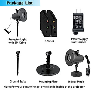 Christmas Projector Lights,Waterproof IP65 Holiday Lights Projector Lawn Projector Lamp Snowstorm Landscape Spotlight Show with 6 PCS Pattern Card for Indoor Outdoor Garden Lawn Birthday Decoration