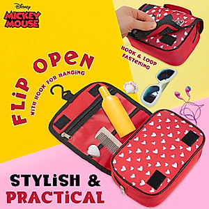 Disney Stitch Hanging Toiletry Bags for Women Teenagers Girls Minnie Mouse Cosmetic Bag Travel Accessories Stitch Gifts (Red Minnie)