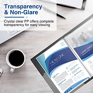 Sooez 30-Pocket Binder with Plastic Sleeves 9x12" (Black), Heavy Duty Art Portfolio Folder with Clear Sheet Protectors, Display 60 Pages, Presentation Book for Artwork, Document Organizer Binder