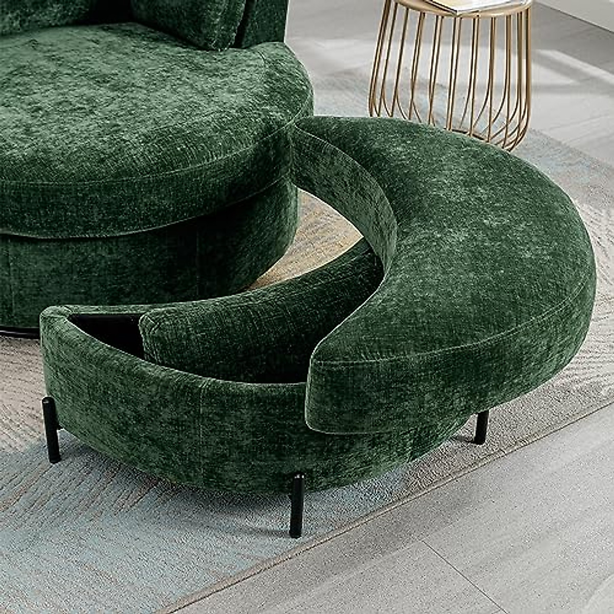 Oversized Swivel Accent Barrel Chair with Storage Bench Large Ottoman+4 Pillows,Comfy Upholstered 360 Recliner Sofa Club Chaise Leisure Round Loveseat Lounge Armchair for Living Room/Hotel/Nursery
