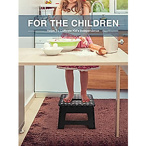 Dyforce Folding Step Stool 9", Durable Kids Heavy Duty Step Stools for Adults, Compact Light-Weight Toddler Step Stool for Kitchen, Bathroom, Holds Up to 300 lbs (Black)