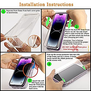 COOLQO Compatible for iPhone 14 Pro Max Case 6.7 Inch, with [2 x Tempered Glass Screen Protector] Clear 360 Full Body Protective Coverage Silicone 14 ft Military Grade Shockproof Phone Cover Clear