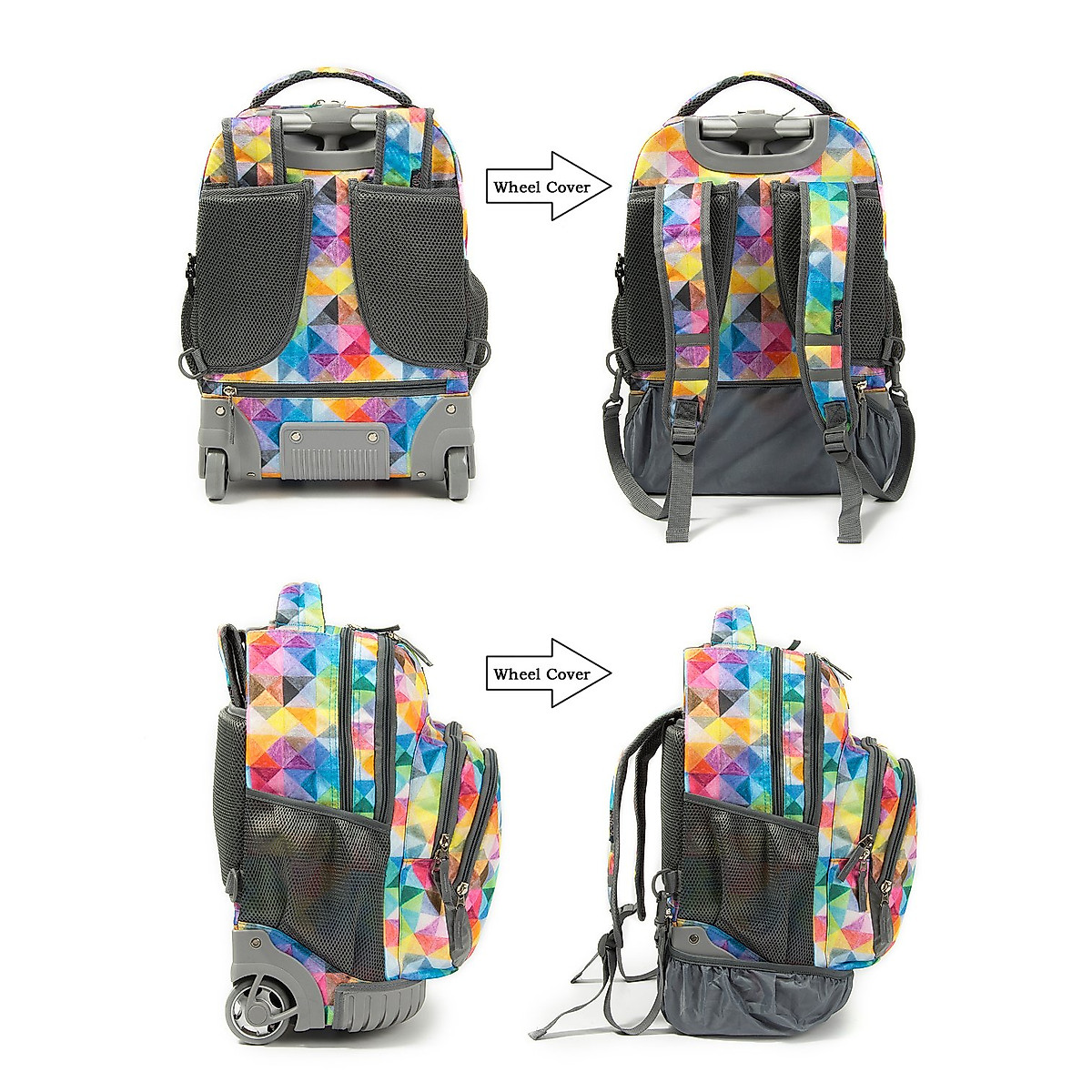 Tilami Rolling Backpack Armor Luggage School Travel Book Laptop 18 Inch Multifunction Wheeled Backpack Students