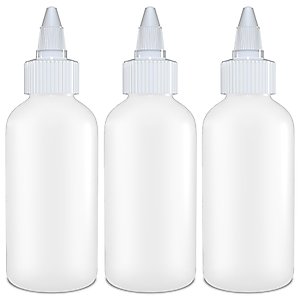 BRIGHTFROM Condiment Squeeze Bottles - 4 OZ Squirt Empty Bottles, Twist Top Cap, Leak Proof - Great for Ketchup, Mustard, Syrup, Sauces, Dressing, Oil, Arts and Crafts, BPA-FREE Plastic - 3 PACK