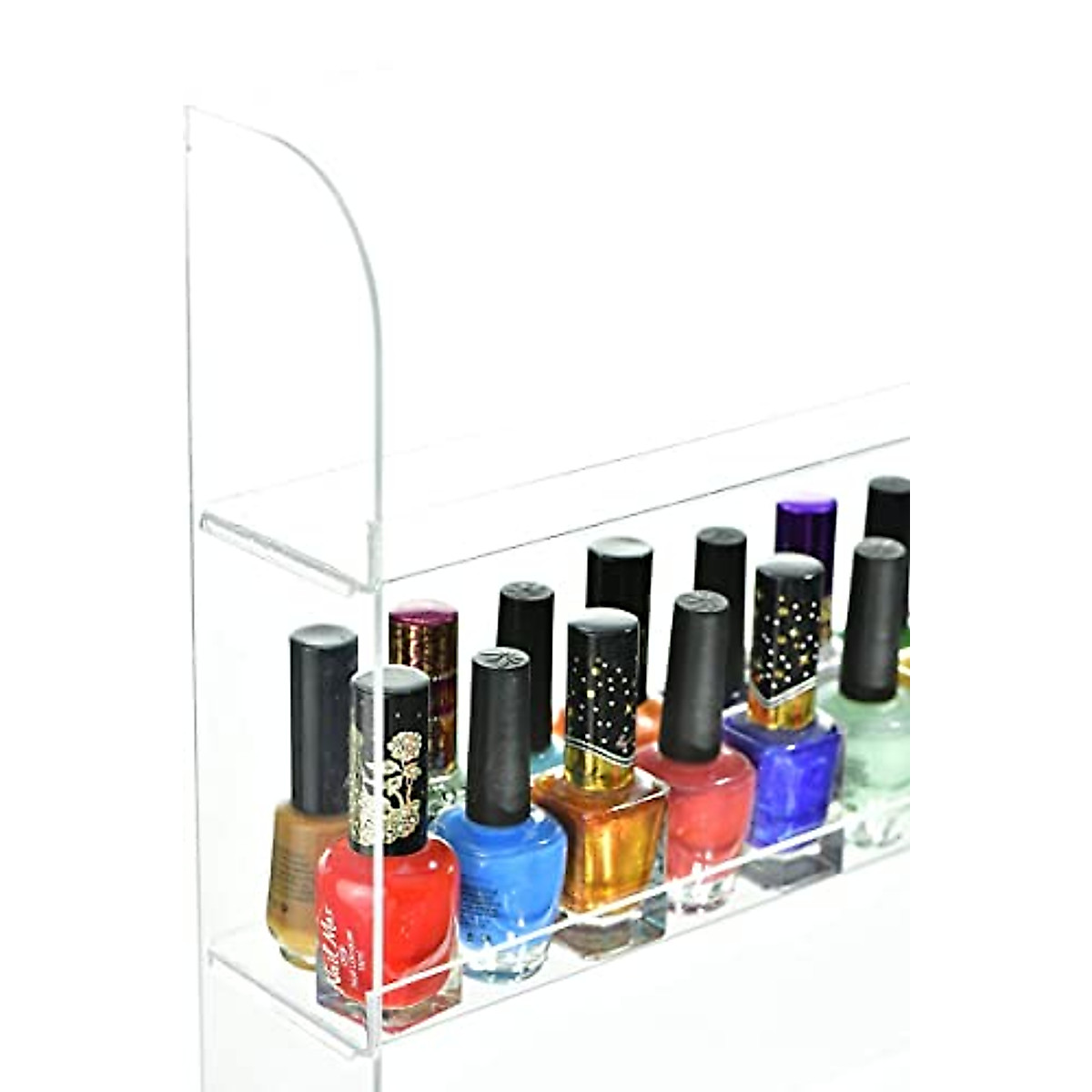 AMT Acrylic Nail Polish Racks for the Wall. CLEAR Nail Polish Display. Young Living Essential Oils Organizer. Holds up to 180 Btls. Plus a Microfiber Cloth for Cleaning Purposes (6 Tier- 180)