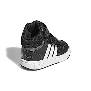 adidas Hoops 3.0 Basketball Shoe, Core Black/White/Grey, 2 US Unisex Little Kid