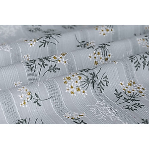 140cm Width Japanese Style Small Daisy Floral Printed Cotton Fabric Jacquard Imitation Embroidery Cotton Fabrics for Dress and DIY Sold by Yard (Light Blue)