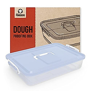Chef Pomodoro Pizza Dough Proofing Box, 14 x 11-Inch, Pizza Dough Container, Fits 4-6 Dough Balls, Household Pizza Dough Tray With Convenient Carry Handle (Blue)