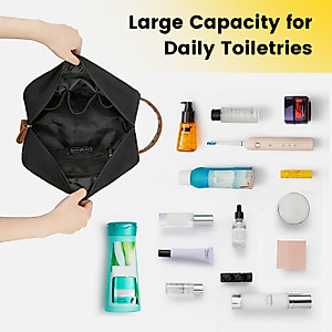 Vorspack Toiletry Bag Hanging Dopp Kit for Men Water Resistant Canvas Shaving Bag with Large Capacity for Travel- Black
