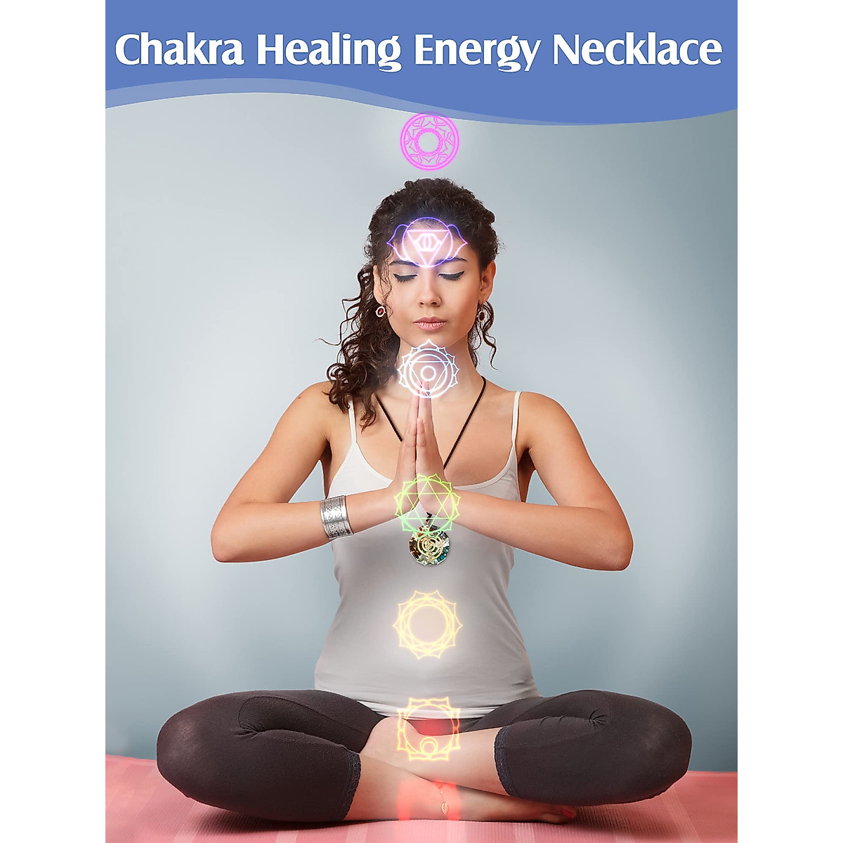 Batiyeer 10 Pieces Chakra Necklace Orgonite Necklace Crystal Pendant Necklace Spiral Chakra Healing Energy Necklace Adjustable Reversible Pendant for Women Men,1.4 Inches (Classic)