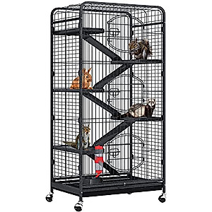 YINTATECH 52-inch Metal Ferret Cage Small Animal Cage with Rolling Stand Indoor Outdoor for Squirrel/Bunny/Cat/Rabbit