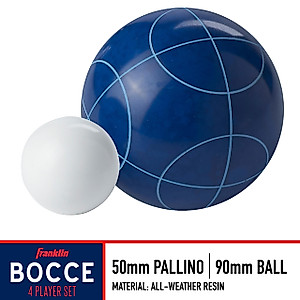 Franklin Sports Bocce Ball Set - 8 All Weather 90mm Bocce Balls, 1 Pallino and Carrying Case - Beach, Backyard Lawn or Outdoor Party Game - American Set