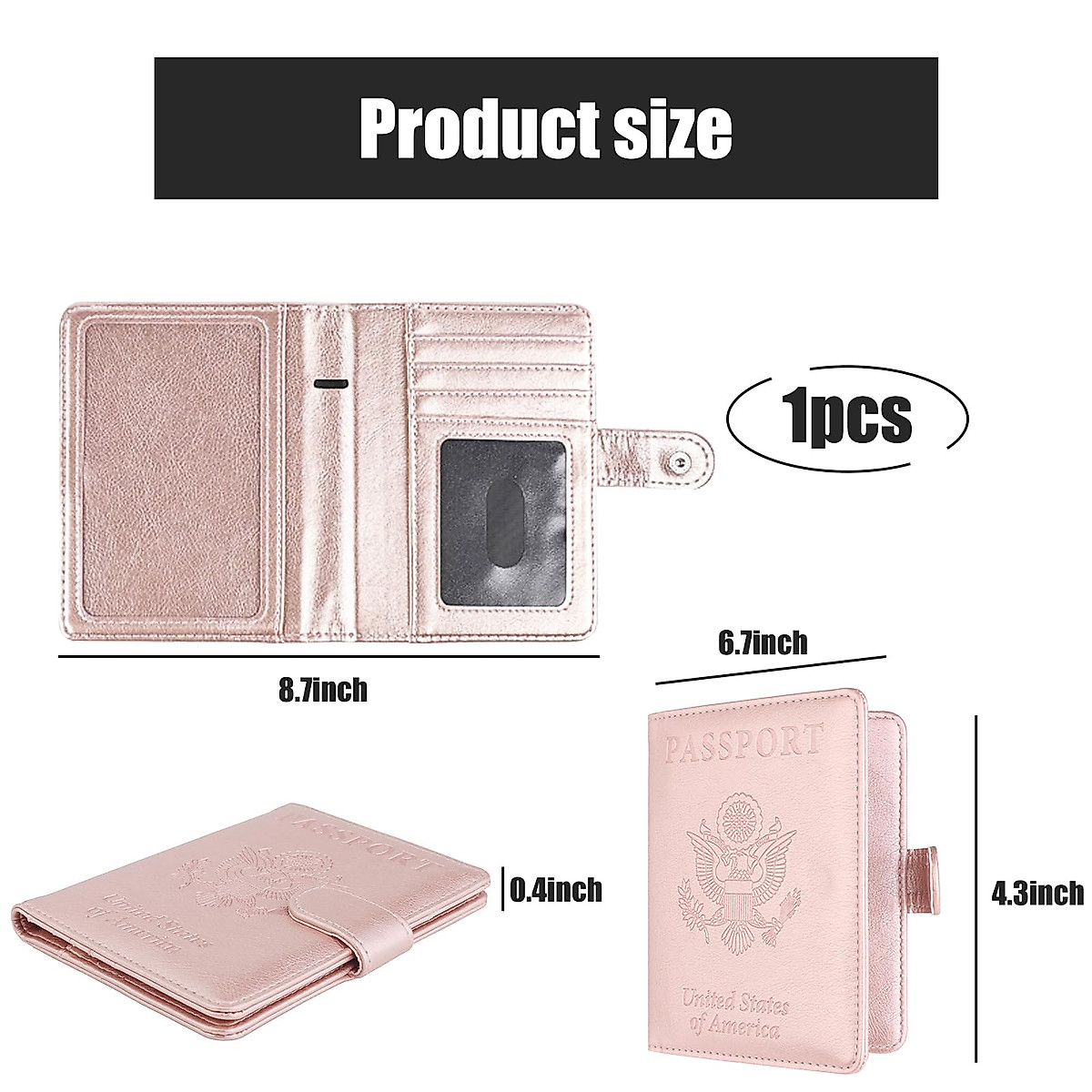 gunhunt Pack-1 Passport and Vaccine Card Holder Combo, PU Leather Functional Travel Document Cover Case, Multiple Card Slots Hold Passport, Air Ticket, Bank Card, ID Card, Credit Card (Pink)