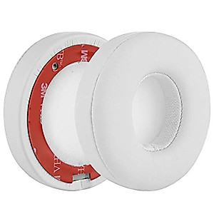 Geekria QuickFit Replacement Ear Pads for Beats Solo2.0 (B0534) On-Ear Headphones Earpads, Headset Ear Cushion Repair Parts (White)