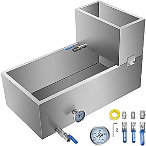 VEVOR Maple Syrup Evaporator Pan 30x16x19 Inch Stainless Steel Maple Syrup Boiling Pan with Valve and Thermometer and Feed Pan for Boiling Maple Syrup