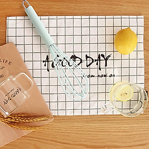 GorGin high temperature and easy to clean silicone whisk, stirrer, 10 inch, grip good grip design for Blending Whisking Beating Stirring Cooking Baking (1 Pack | blue)