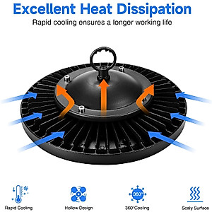 UTOMDORS UFO LED High Bay Light - 200W 16000lm Shop Light for Garage Lights Ceiling Led Super Bright 6500K,for Workshop, Warehouse, Factory, Work, Space, Commercial Lamp Lighting Fixture