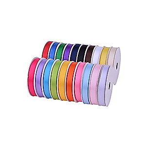 Ribest 1/4 Inch Solid Double Face Satin Ribbon Set for Gift Wrapping and Hair Bows-100 Yards (5 Yards*20 Colors)