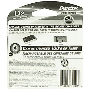 Energizer Rechargeable Batteries, D, 2-Count (Pack of 3 (2 ct each))