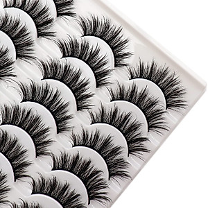 Losha Eyelashes Natural Look Faux Mink Lashes Pack Handmade Fluffy False Eyelashes 14 Pairs Cat Eye Lashes (54)