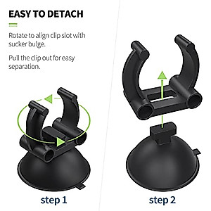 Pawfly 1.3 Inch Aquarium Heater Suction Cups Suckers with 0.95 Inch Clips Black Standard Heating Rod Holders Clamps for Fish Tanks (Not for Airline Tubing), 12 Pack