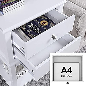 conifferism White Nightstand End Table with Drawer and Storage Shelf, Wood Side Table for Living Room Bedroom Home Furniture