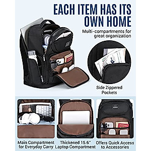 LIGHT FLIGHT Travel Laptop Backpack for Men Women,Water Resistant College Bag,Carry on Backpack Flight Approved,Work Bookpack Fits 15.6 Inch Laptop,Lightweight Hiking Bag,Black