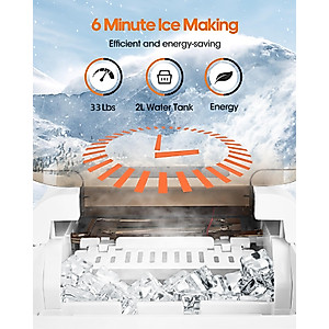 Smart Ice Maker Countertop, Compact Wi-Fi Ice Machine with App Control, 33 lbs per Day 9 Cubes in 6 Mins 2 Sizes Bullet Ice Makers Self-Cleaning Ideal for Home Kitchen Camping RV