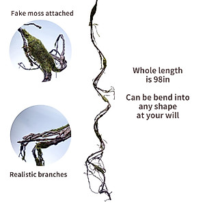 CONGZHANHH 98in Bendable Wall Hanging Artificial Cherry Blossom Tree Vines Fake Reptile Plants Branches Twigs Trunk Garland for 3D Outdoor Bedroom Garden Home Background Halloween X'Mas Decoration