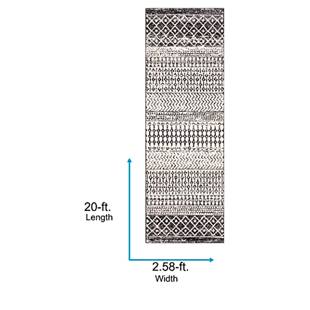 Artistic Weavers Chester Boho Moroccan Runner Area Rug,2'7" x 20',Black