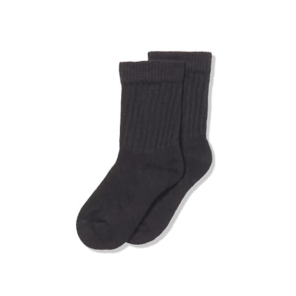 Amazon Essentials Unisex Kids' Cotton Crew Socks, 10 Pairs, Black, Medium