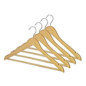 Whitmor GRADE A Natural Wood Suit Hangers (Set of 4)
