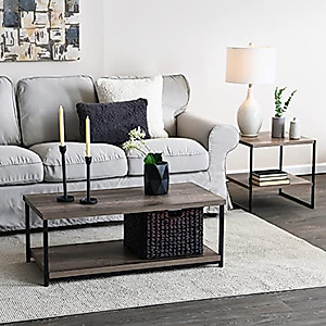 Household Essentials Square Wooden Side Table/End Table With Storage Shelf, Ashwood